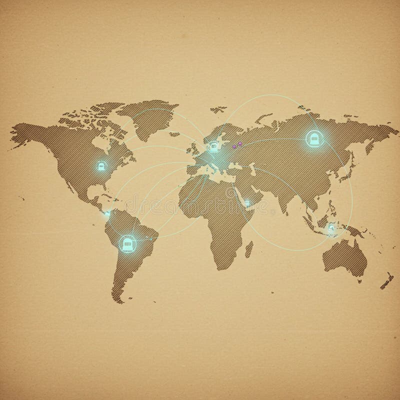 World Map Displaying All Countries with Borders, Major Cities Labeled ...