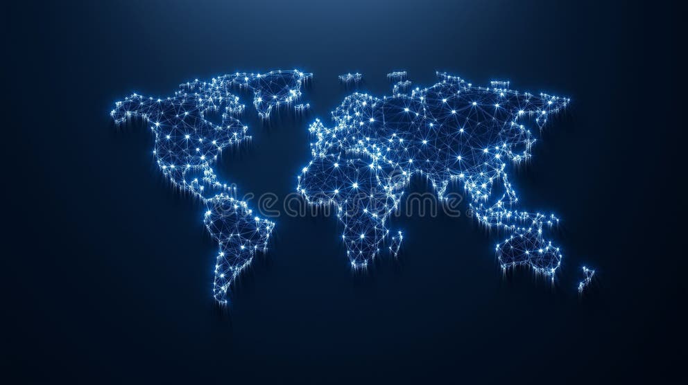 World Map Visualizing Connected Logistics Networks Across Continents ...