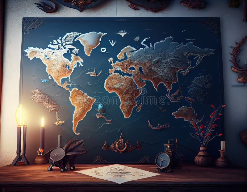World Map Wallpaper, AI Driven and Made with Generative AI Stock Photo ...