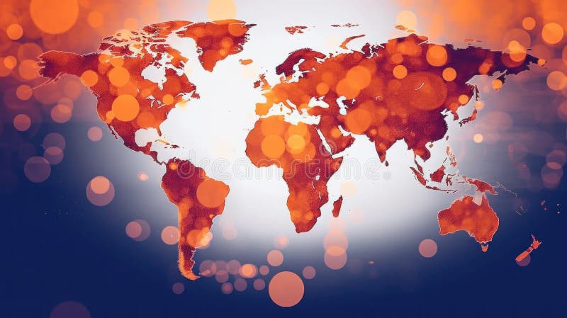 World Map in Warm Colors Created with Generative AI Technology Stock ...