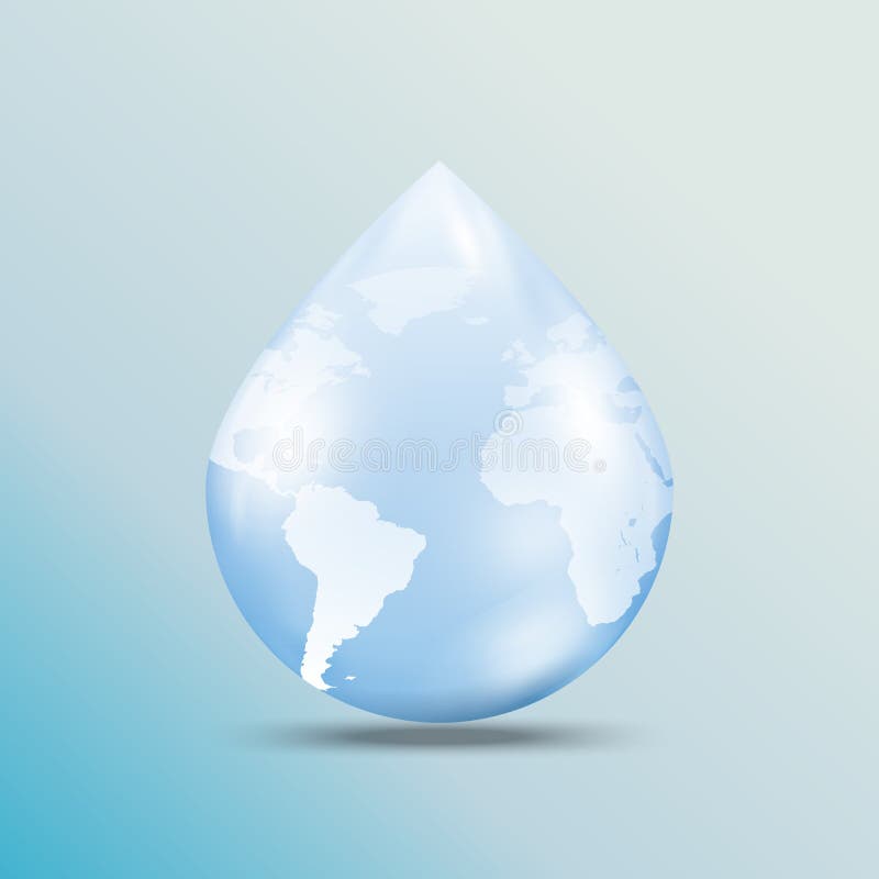 02.World Map on Water Drop Shape Stock Vector - Illustration of ...
