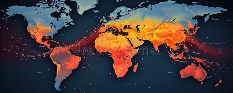 World Map, Weather Screen Forecast Stock Illustration - Illustration of ...