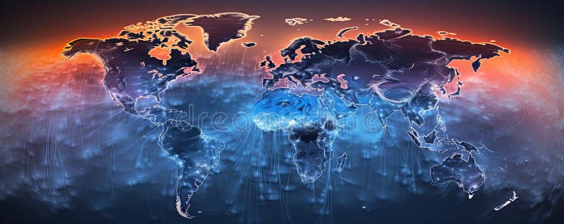 World Map, Weather Screen Forecast Stock Illustration - Illustration of ...
