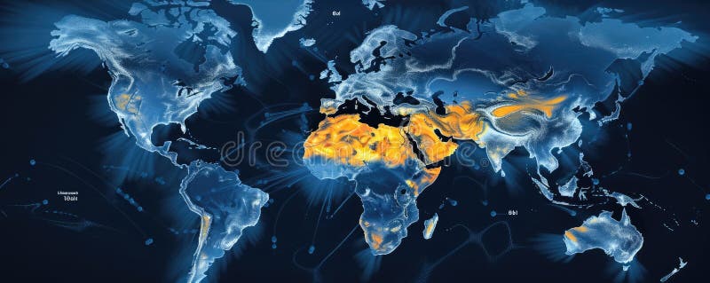 World Map, Weather Screen Forecast Stock Illustration - Illustration of ...