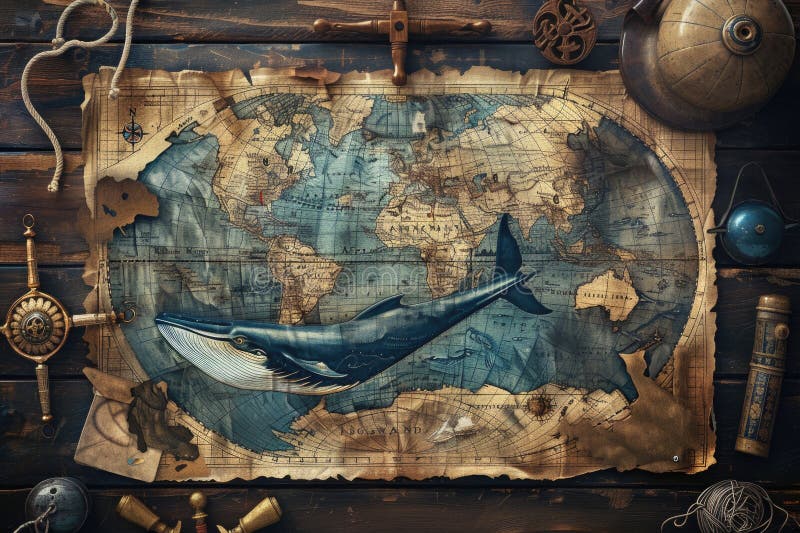 World Map with Whale Illustration Stock Image - Image of ocean, tourism ...