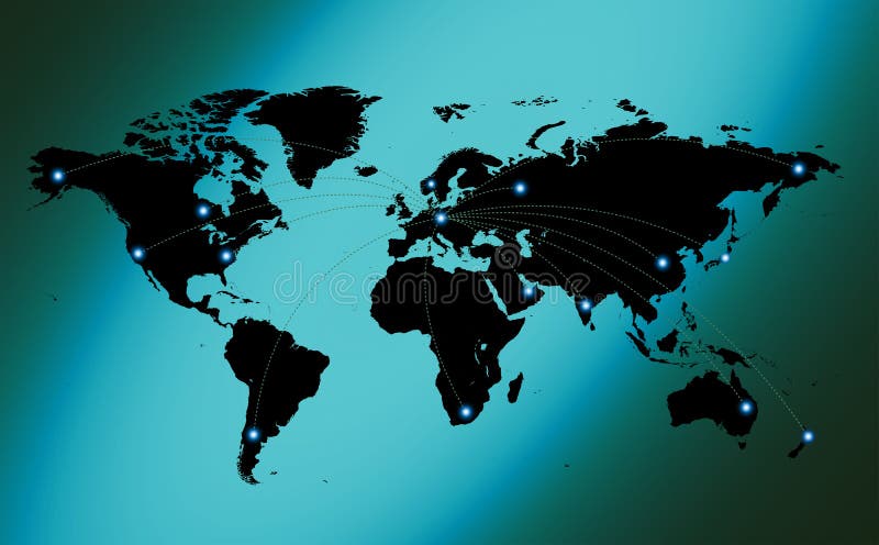 World Map with Some Connections Stock Illustration - Illustration of ...