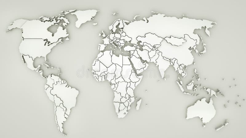 World Map in White Color. 3d Illustration Stock Illustration ...