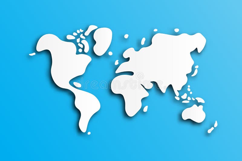 World Map . White Paper Art and Doodle Style Stock Vector ...