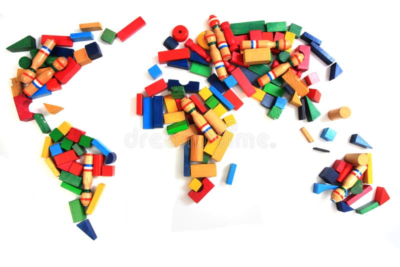 World Map from Wooden Color Bricks Stock Photo - Image of kindergarten ...