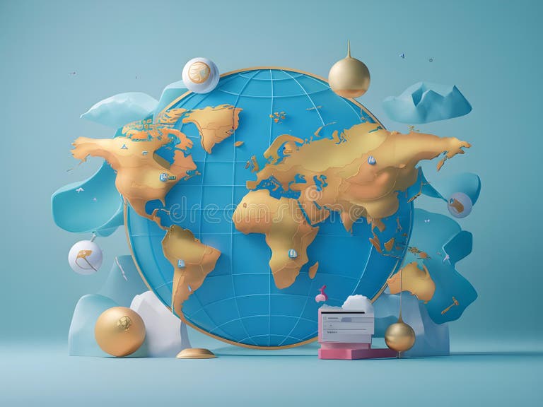 World Map with the Word World on it Stock Illustration - Illustration ...