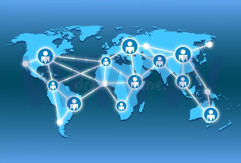 World Map and World Wide Web Stock Illustration - Illustration of globe ...