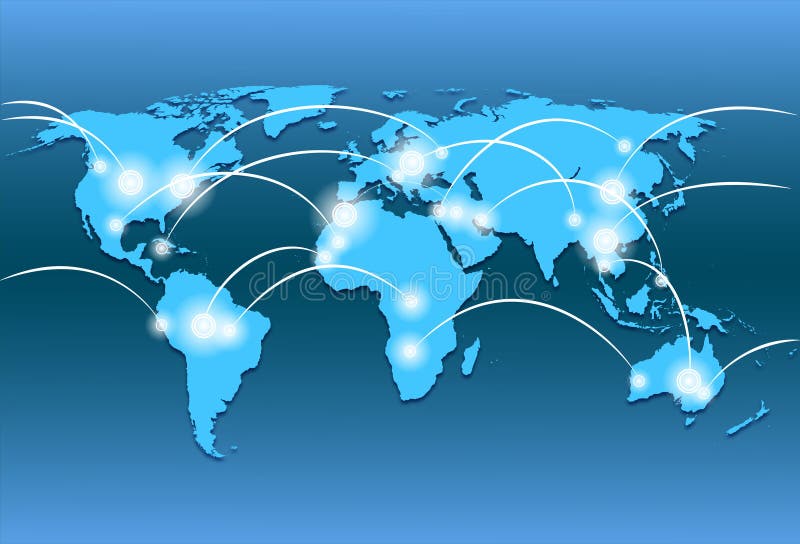 World Map and World Wide Web Stock Illustration - Illustration of mass ...