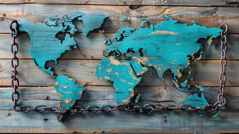 World Map Wrapped in Chains Symbolizing Global Constraints Stock Photo ...