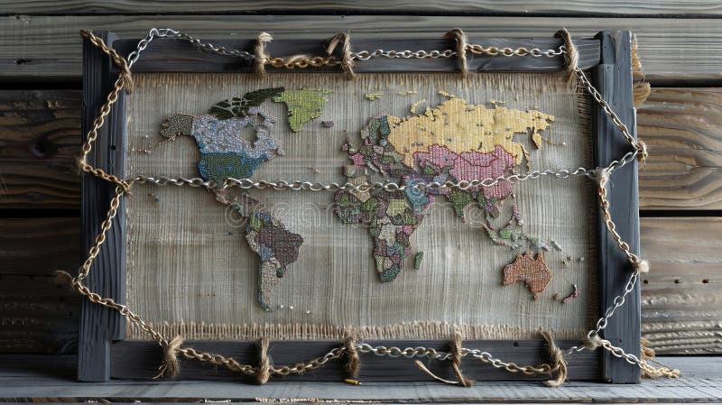 World Map Wrapped in Chains Symbolizing Global Constraints Stock Image ...