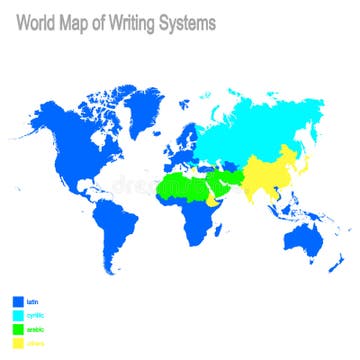 World Map of Writing Systems Stock Vector - Illustration of hand ...