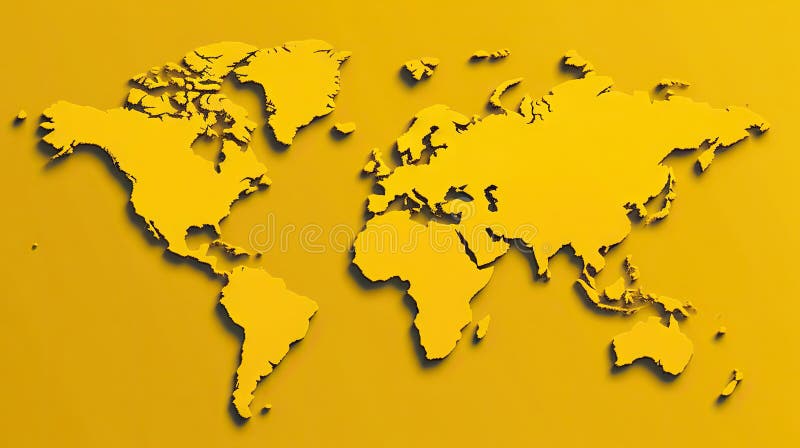 World Map Yellow Background. Generative AI Stock Illustration ...