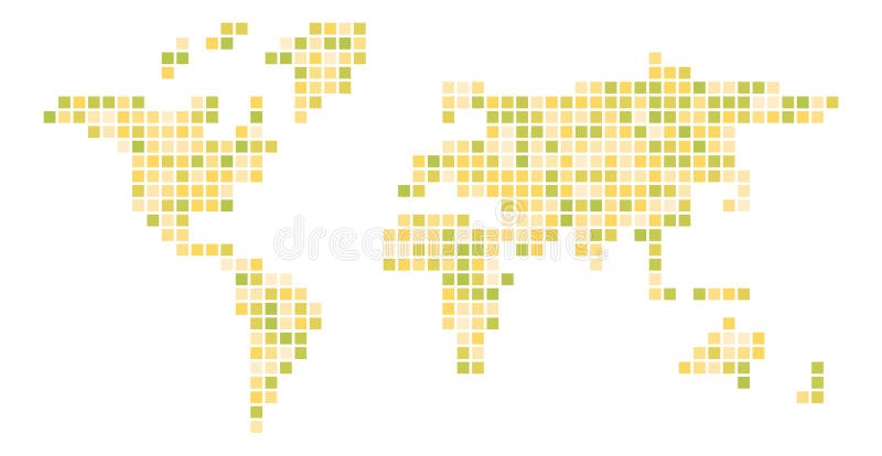 World Map Yellow Mosaic of Small Squares. Vector Illustration Stock ...