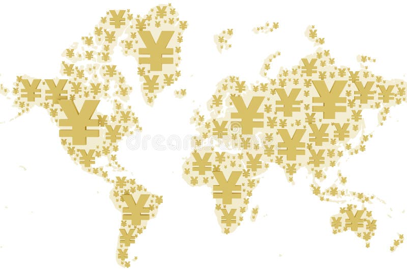 World map yen sign stock illustration. Illustration of worldwide - 30555223