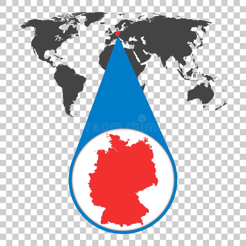 World Map with Zoom on Germany. Map in Loupe Stock Vector ...