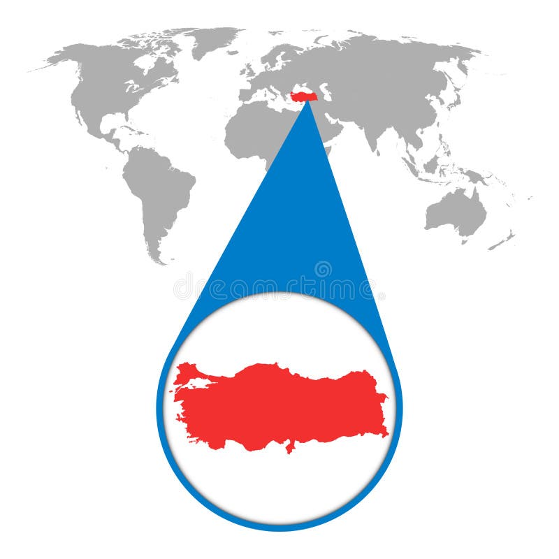 Magnified Turkey Over Map of the World, 3 Versions of the World Map ...