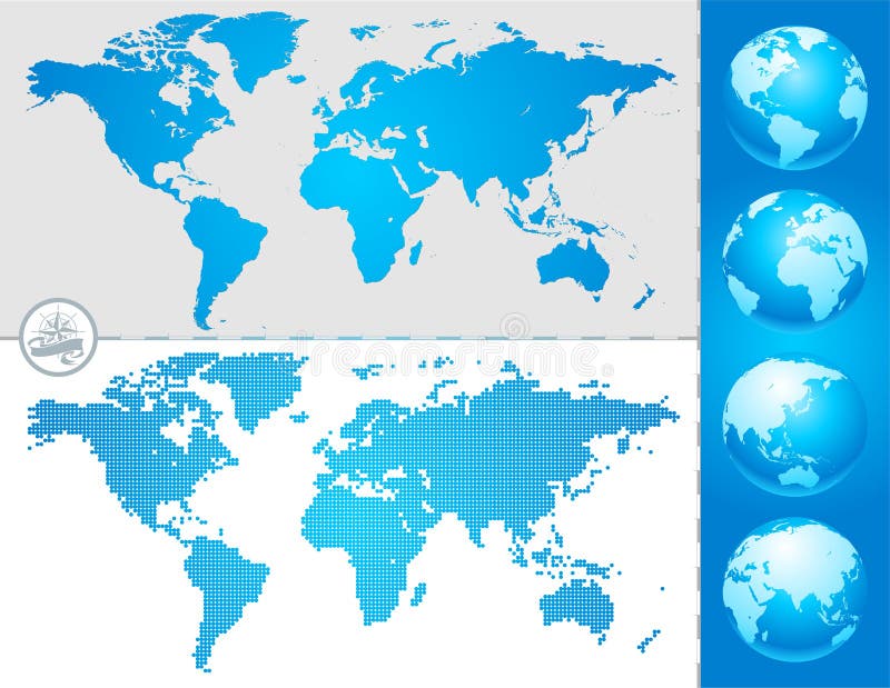 World maps and globe stock vector. Illustration of hemisphere - 13764867