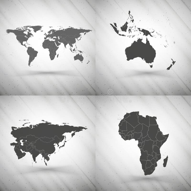 World Maps Set on Gray Background, Grunge Texture Stock Vector ...