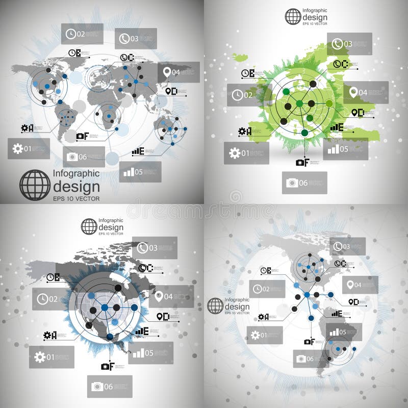 World Maps Set, Infographic Templates for Business Stock Vector ...