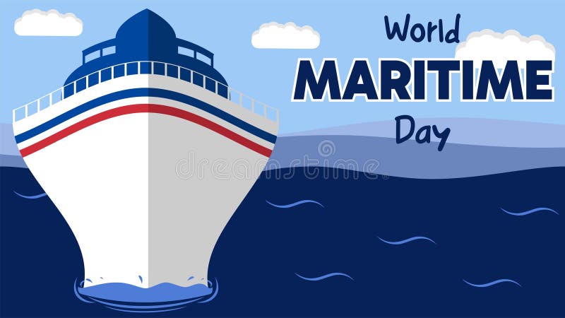 World Maritime Day Vector and Big Sea Ship and Sea Water Effect Stock ...