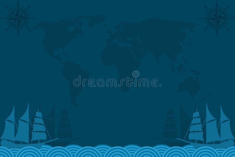 World Maritime or Maritime Theme with Ship and World Maps Stock Vector ...