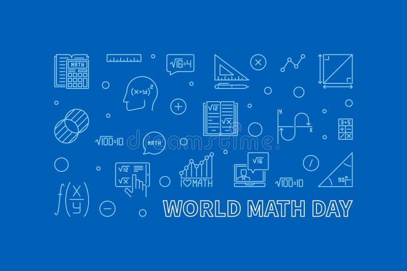 World Math Day Concept Vector Outline Horizontal Banner - Math ...