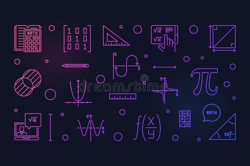 World Math Day Vector Thin Line Horizontal Banner - Math 8 March ...