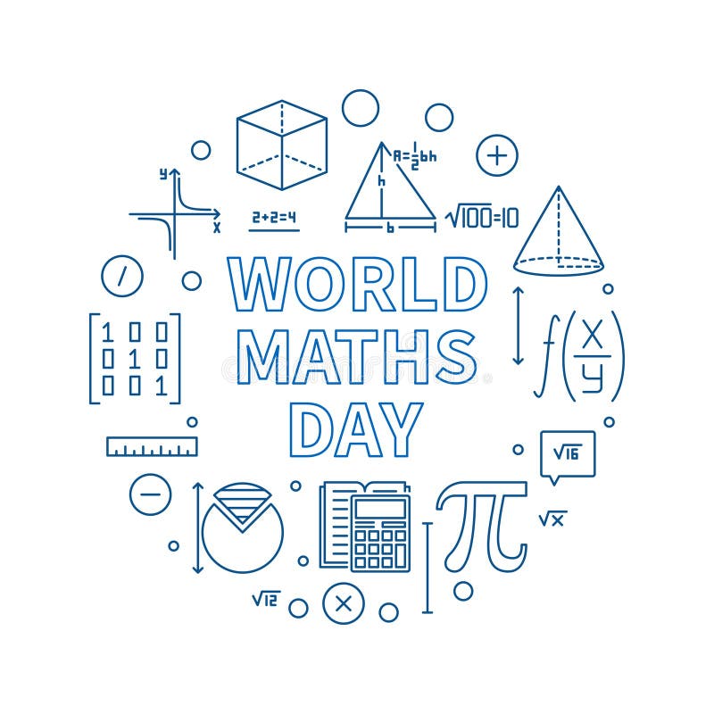 World Maths Day Concept Vector Line Round Banner - Math Annual ...