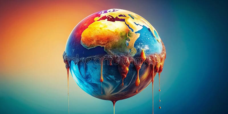 World Melting Away a Striking Dripping Earth Globe TShirt Design ...