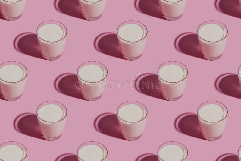 World Milk Day. Pattern on a Pink Background. a Glass of Milk. Pattern ...