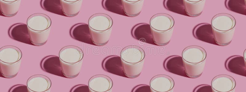 World Milk Day. Pattern on a Pink Background. a Glass of Milk. Pattern ...
