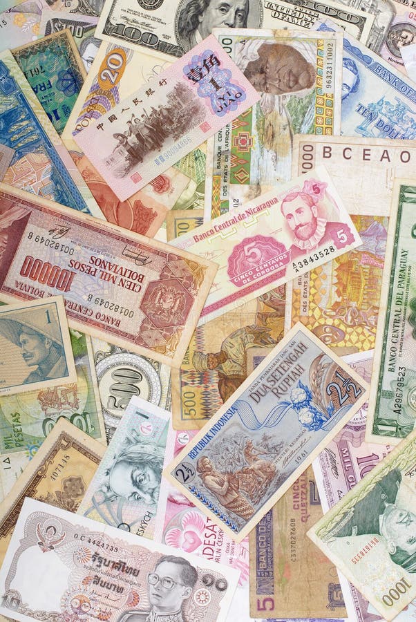 Background from Collection of All World Money Banknotes Stock Image ...