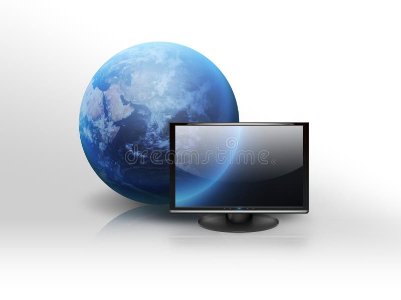Earth and monitor stock illustration. Illustration of icon - 22110441