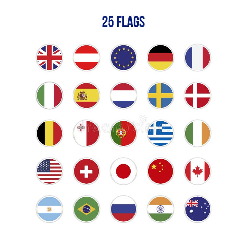 World Most Popular Rounded Flags Stock Vector - Illustration of circle ...