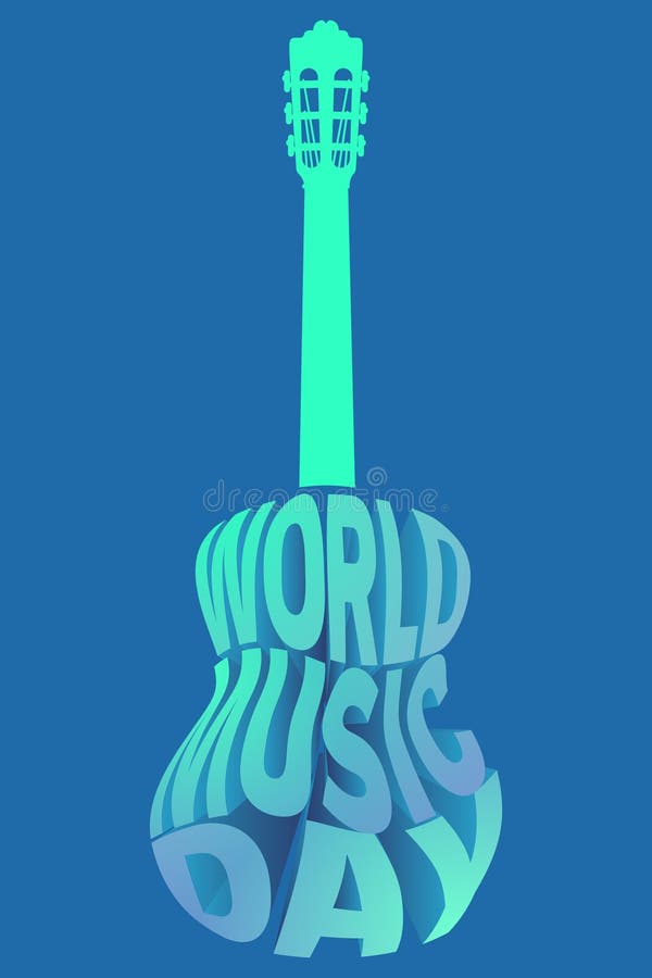 World Music Day Design - Guitar Shape Illustration Stock Vector ...