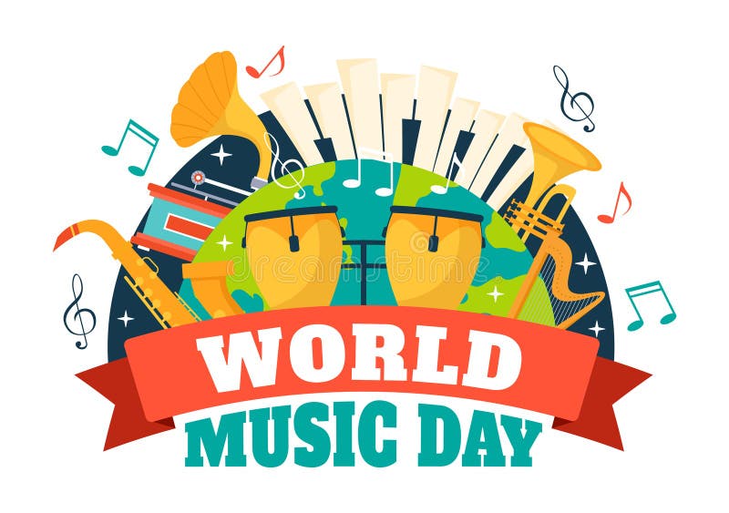 World Music Day Vector Illustration on 21 June with Various Musical ...