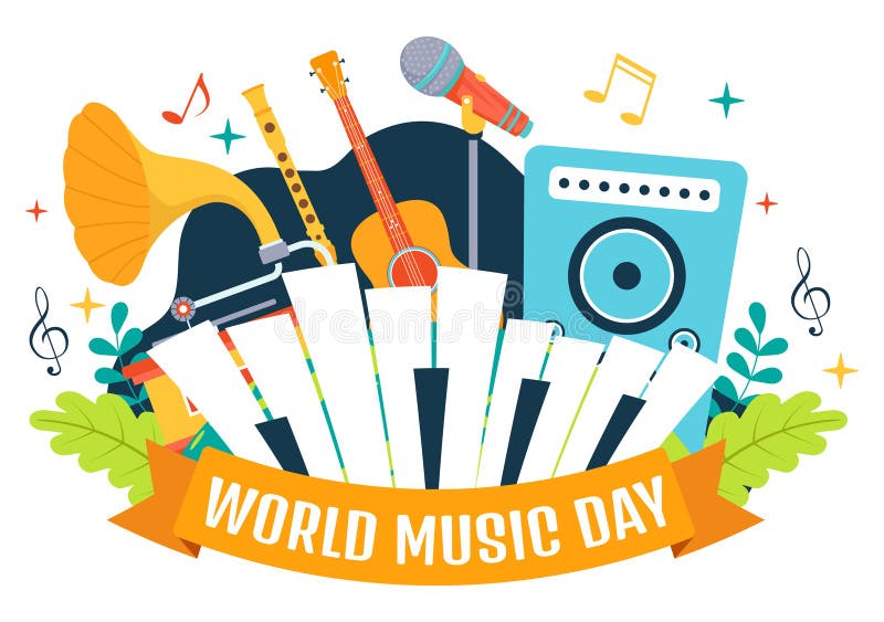 World Music Day Illustration with Various Musical Instruments and Notes ...