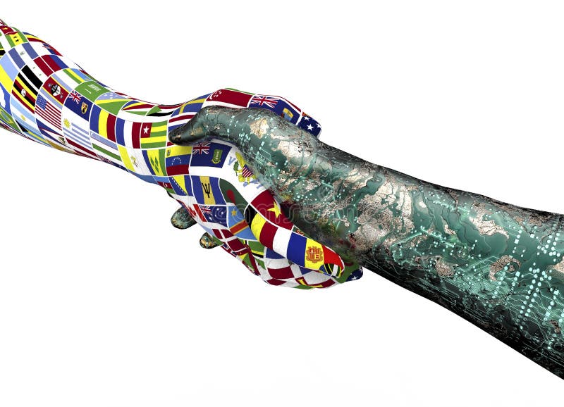 Handshake between Two Nations Isolated on White Stock Illustration ...