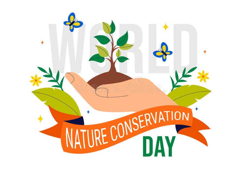 World Nature Conservation Day Vector Illustration Featuring a World Map ...