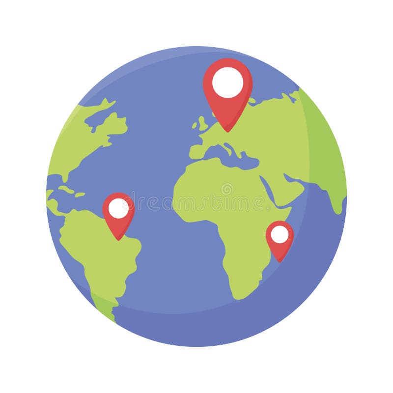 World Map and Navigation Icons - Illustration. Stock Vector ...