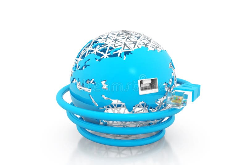 World with network cable stock illustration. Illustration of earth ...