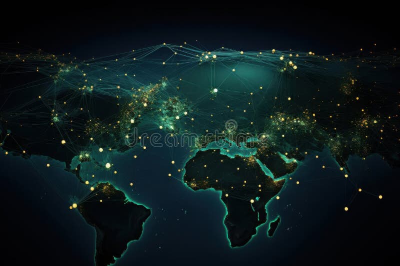 World Network Map Connects Continents with Global Communication Theme ...