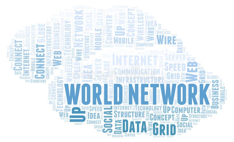 World Network word cloud stock illustration. Illustration of bright ...