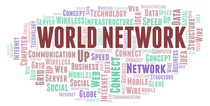 World Network word cloud stock illustration. Illustration of world ...