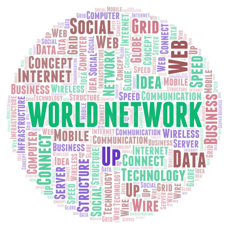 World Network word cloud. stock illustration. Illustration of print ...