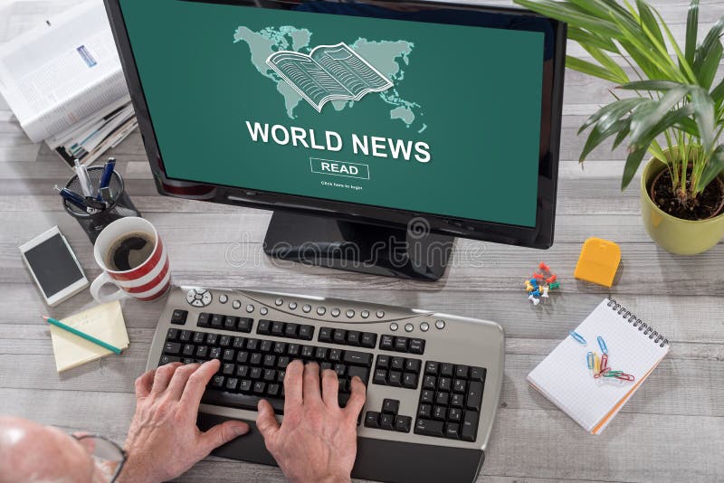 World News Concept on a Computer Stock Image - Image of monitor, word ...